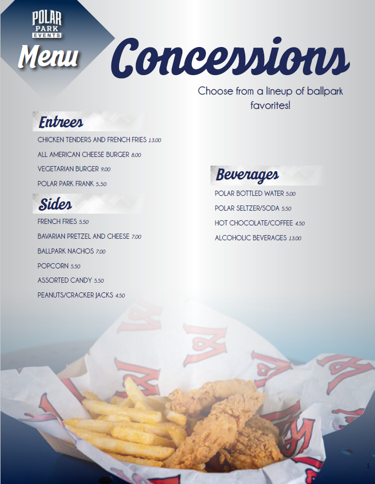 Concessions Menu - After Event